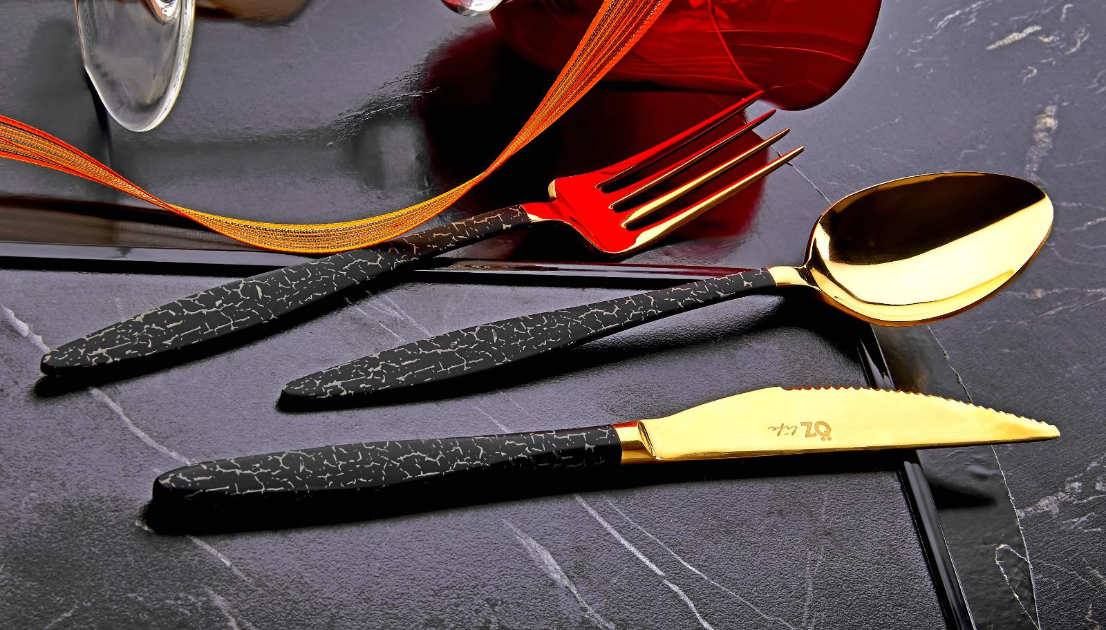 Isil Gold / black 36 Delig besteck set - Guven Kadowinkel